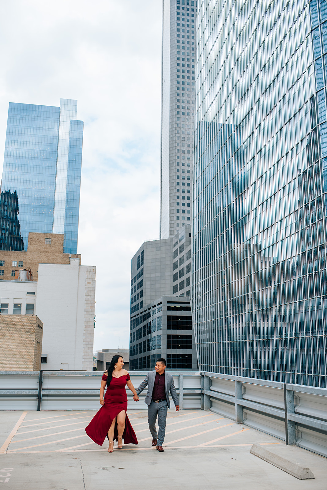 Downtown Houston Rooftop Engagement - All Heart Photo Blog